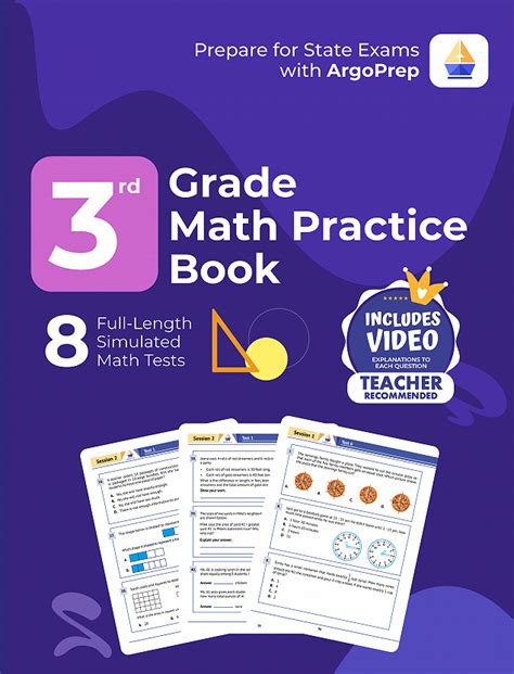 3rd Grade Math Practice Book 8 Full Length Simulated Math Tests Worksheets Library