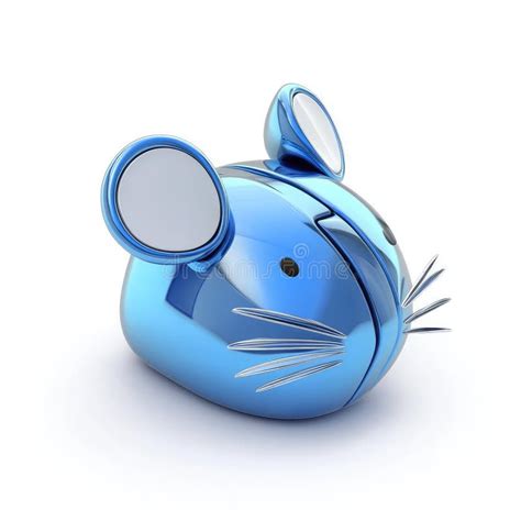 Stylish Blue Metallic Mouse Head 3d Render Stock Illustration