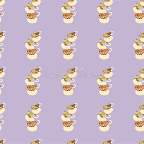 Seamless Pattern With Coffee Mugs Stock Illustration Illustration Of