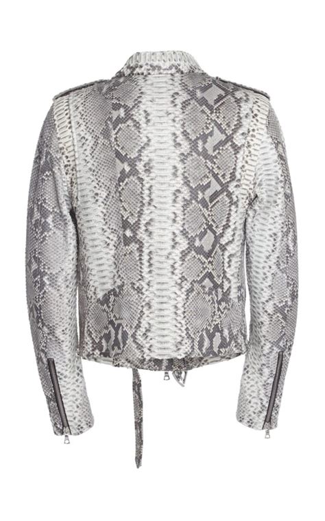 amiri natural white python leather biker jacket leather guys