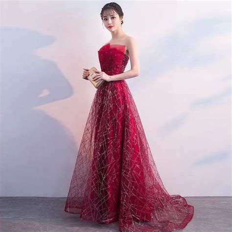 Red Party Dressstrapless Prom Dress Fashion Evening Dresscustom Made