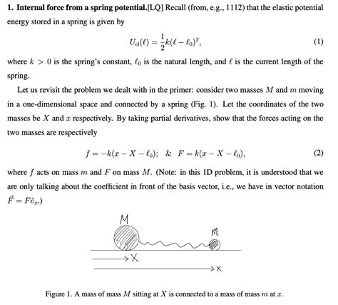 Solved 1 Internal Force From A Spring Potential [lq] Recall