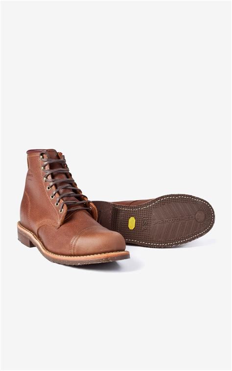 Chippewa Boots Leather Chippewa Homestead Boots Toe Cap Brown Pebbled