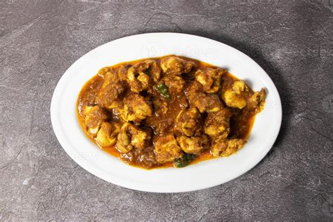Beef Brain Masala Bhuna Served In Dish Isolated On Background Top View