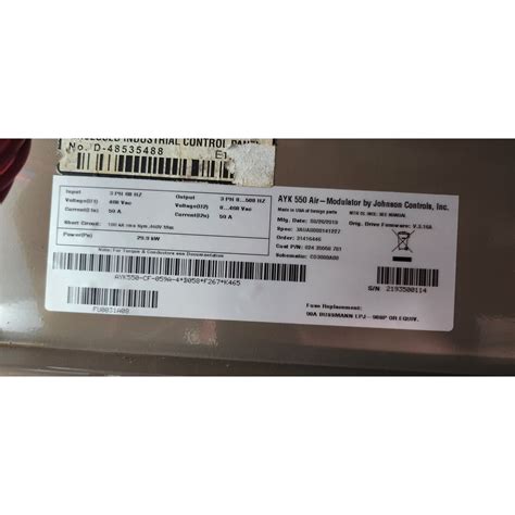 Used Johnson Controls Ayk 550 Air Modulator Enclosure 40hp Vfd For Sale Buys And Sells Jm