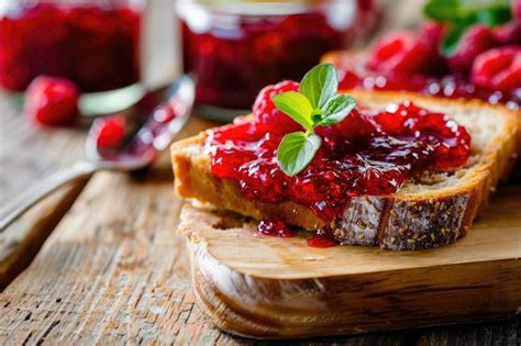 Premium Photo Vibrant Homemade Sugarfree Jam Spread On A Slice Of