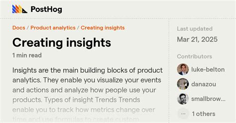 Creating Insights Docs Posthog