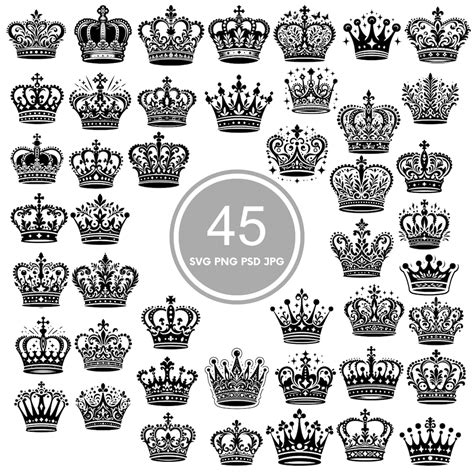 Crown Svg Bundle 45 Crown Designs Png Psd Etsy