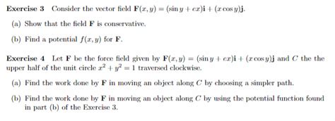 Exercise Consider The Vector Field Chegg