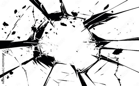 Surface Of Broken Glass Texture Sketch Shattered Or Crushed Glass Effect Vector Isolated On
