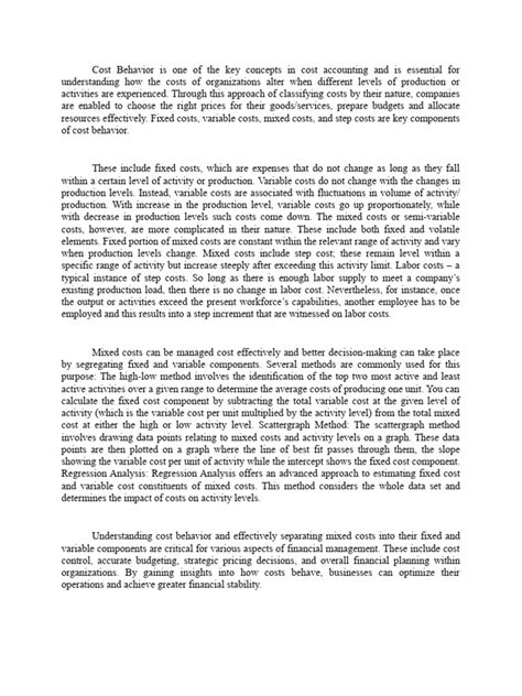 Cost Behavior Pdf