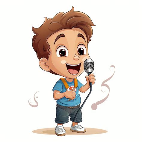 Cartoon Boy Singing Vector Premium Ai Generated Image