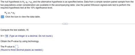 Solved The Null Hypothesis Is Mathrm H Chegg
