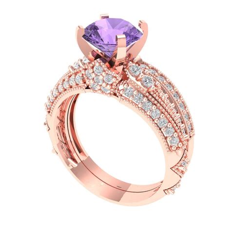 Clara Pucci 18k Rose Gold 2095 Simulated Alexandrite Engraveable