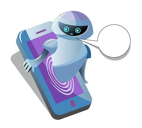 Cute Chat Bot With A Smartphone Isolated Greeting And Helping Robot Technical Support