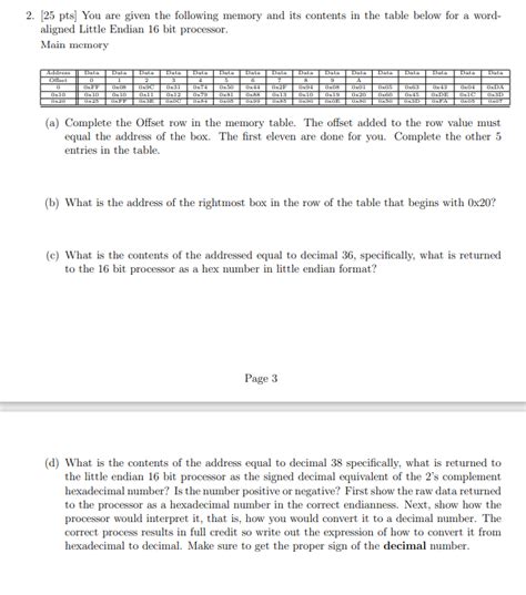 Solved 2 25 Pts You Are Given The Following Memory And