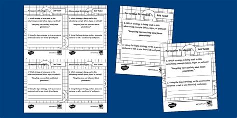 Persuasive Strategies Exit Ticket For 6th 8th Grade Twinkl