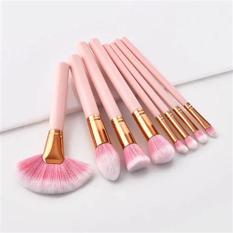 Pink Powder Brush Fan Brush Blending Eyeshadow Makeup Brushes Set