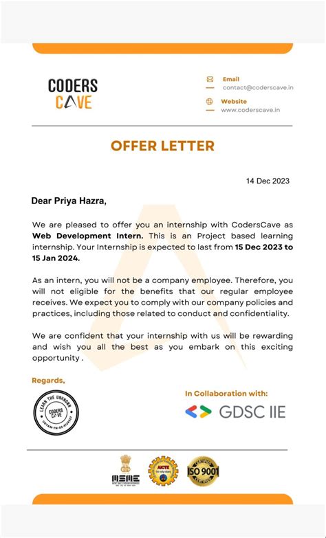 Coderscave Internship Webdevelopment Thankyou Learning Priya Hazra