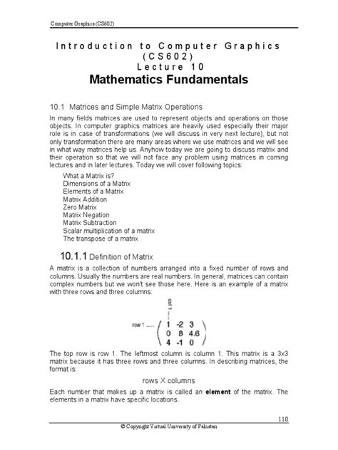 Lecture 10 Pdf Matrix Mathematics Euclidean Vector