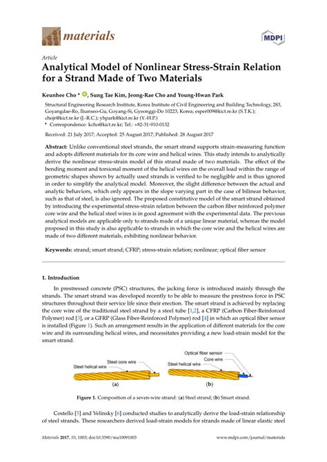 Pdf Analytical Model Of Nonlinear Stress Strain Relation For A Strand Made Of Two Materials