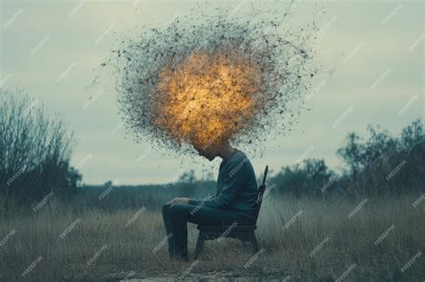 Man With Exploding Brain Visualization Representing Creative Explosion Cognitive Complexity And