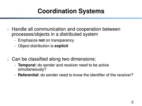 Ppt Distributed Coordination Systems And Models A Comprehensive