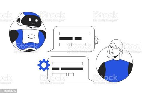 대화형 Ai 챗봇 듀오 컬러 라인 개념 벡터 스팟 일러스트레이션 챗봇에 대한 스톡 벡터 아트 및 기타 이미지 챗봇 인공지능