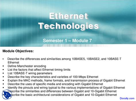 Eternet Technologies Computer Network Lecture Slides Docsity