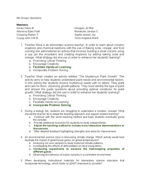 5th Group Questions 5th Group Questions Members Arnaiz Karen B