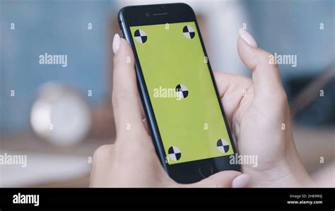 Chroma Key Screen For Placement Of Your Own Content Woman Hands With