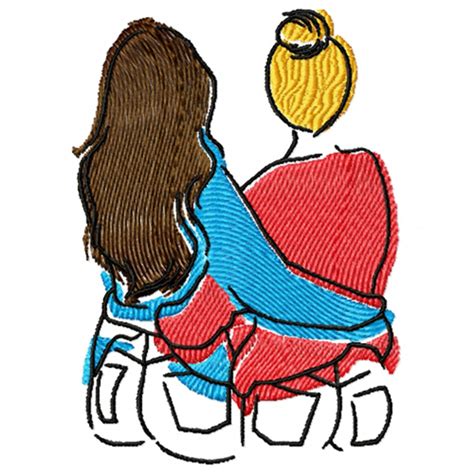 Matriz De Bordado Duas Mulheres Se Abraçando Amigas Adultas