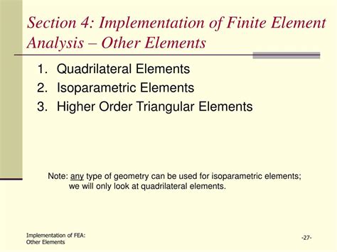PPT Section Implementation Of Finite Element Analysis Other Elements PowerPoint