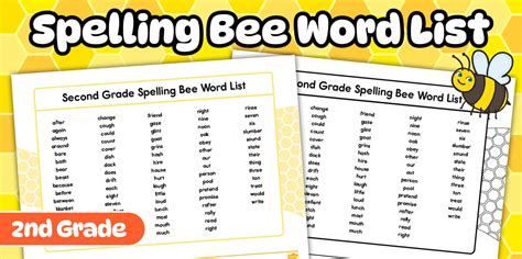 Second Grade Spelling Bee Word List
