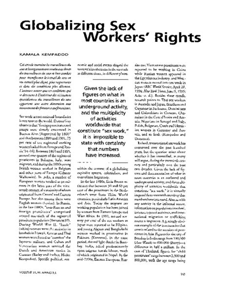 Pdf Globalizing Sex Workers Rights