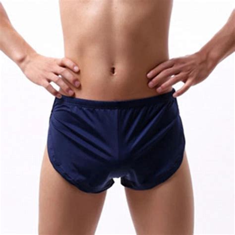 Men Nightwear Sexy Boxer Side Split Sleepwear Lounge Underwear Trunks