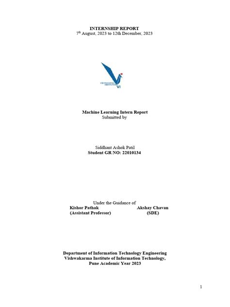 Siddhant Patil Internship Report Pdf Deep Learning Optical