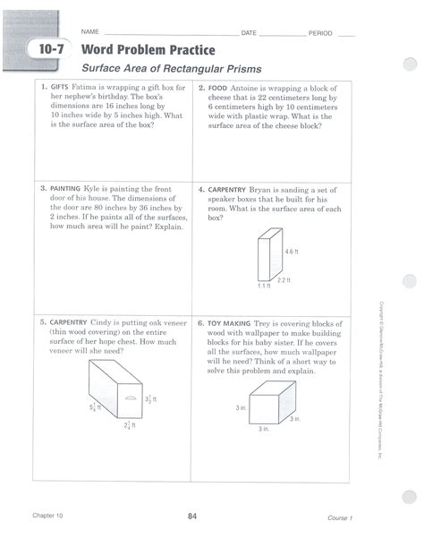Surface Area 6th Grade Worksheets Printable Word Searches