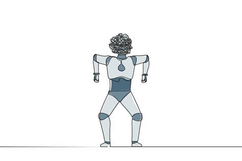 Single Continuous Line Drawing Robot With Round Scribbles Instead Of Head Emotional Robot In