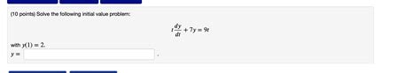 10 ﻿points ﻿solve the following initial value