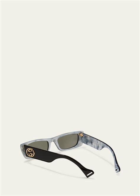 Gucci Monochromatic Rectangle Sunglasses W Interlocking G Temples
