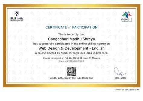 Completed Web Design And Development Course Im Excited To Share That I G Madhu Shreya