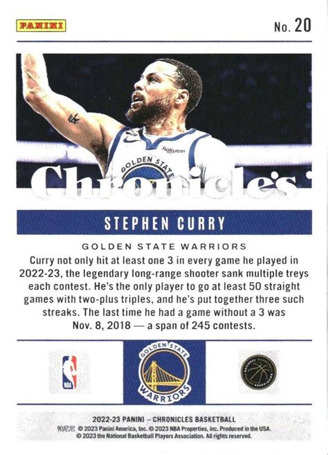 Panini Chronicles Stephen Curry Trading Card Database
