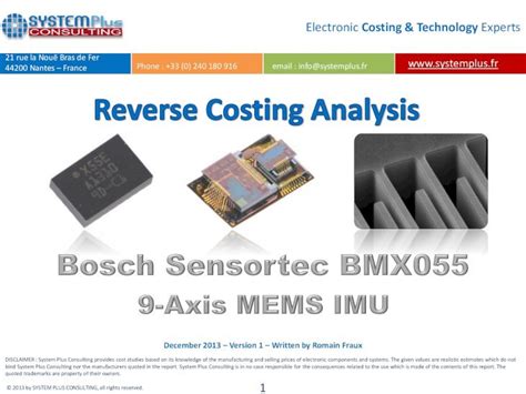PDF Bosch Sensortec BMX055 9 Axis MEMS IMU Teardown Reverse Costing Report Published By Yole