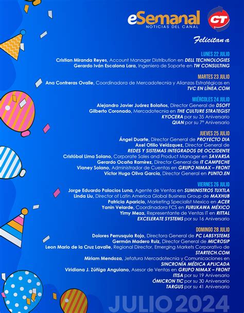 30 Mi Cumple 22 Al 28 Julio 2024 Esemanal Noticias Del Canal