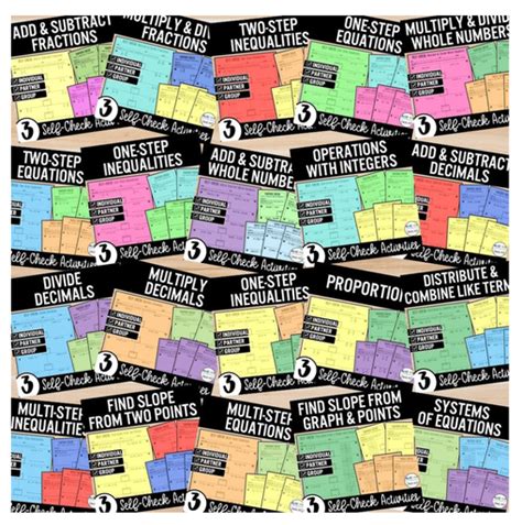 Self Checking Math Activities For Middle And High School Algebra And