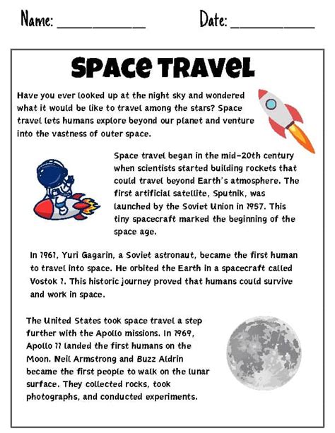 Space Travel Reading Passage And Questions By Teaching4today Tpt