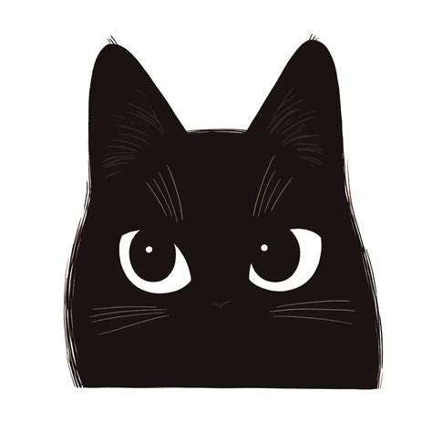 丸い目が印象的な猫の顔シルエット｜イラスト・フリー素材なら「シンテリ」