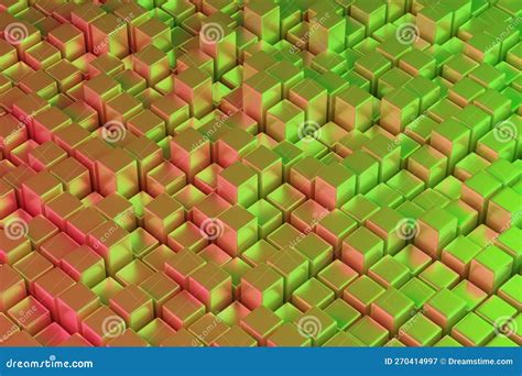 Red And Green Quadrangular Prisms Isometric Abstract Background Stock