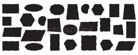 Jagged Rectangles Collection Set Of Black Grunge Element Shapes With